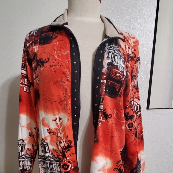 Onque Woman | Jackets & Coats | Big Ben Print Jacket | Poshmark